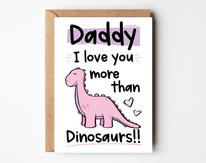 Daddy Dinosaur Card Dinosaur Father's Day Cute - Etsy