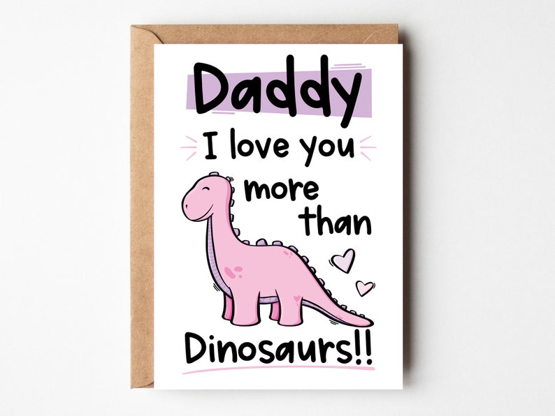 Daddy Dinosaur Card Dinosaur Father's Day Cute - Etsy
