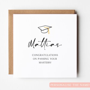 Personalised Congratulations on Your Masters Results Card, Exam Pass ...