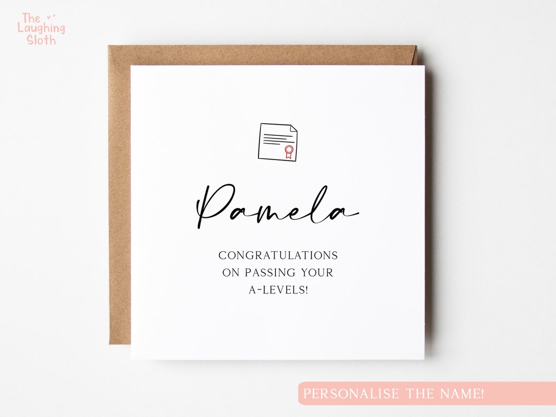 Personalised Congratulations on Your A-levels Results Card, Exam Pass ...