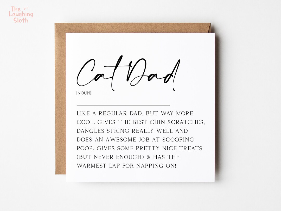 Cat Dad Definition Card, Happy Father's Day Card, Cat Dad Meaning Card ...