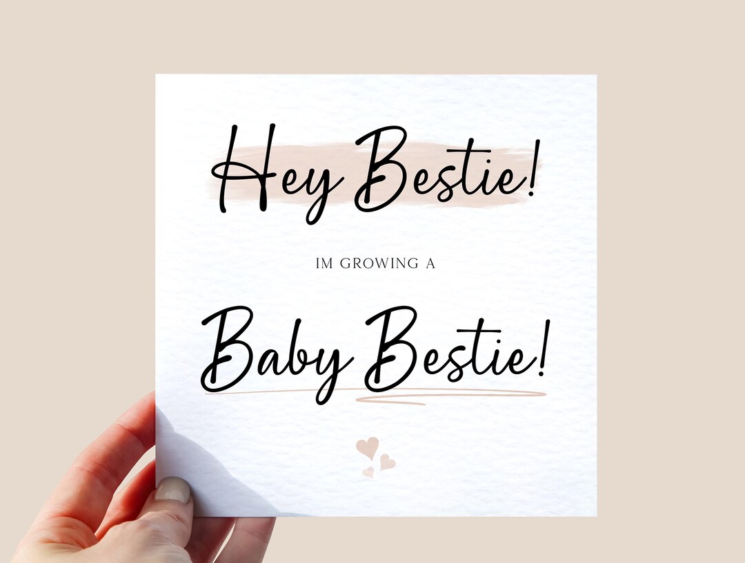 Best Friend Pregnancy Announcement Card, Growin A Baby Bestie Card ...