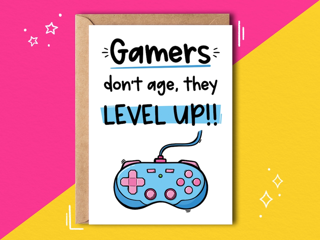 Gamer Birthday Card Gaming Birthday Card Level up Birthday - Etsy