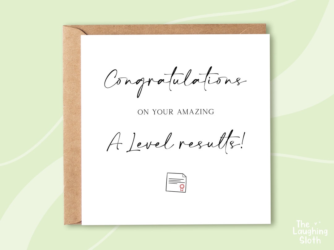 Congratulations on Your A Level Results Card, Exam Pass Card ...