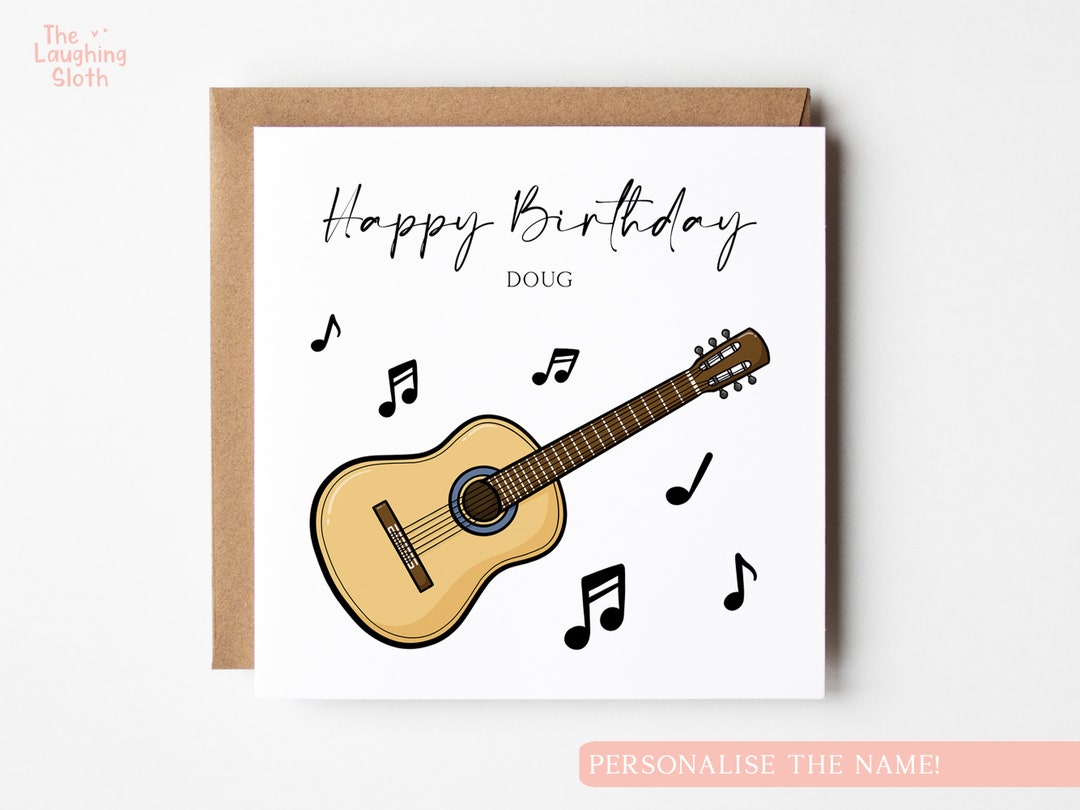 Personalised Guitar Birthday Card, Musician Birthday Card, Guitar Card ...