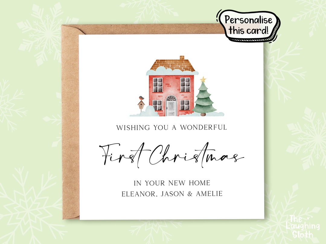 Personalised New Home Christmas Card, Cute Snowy House Christmas Card ...