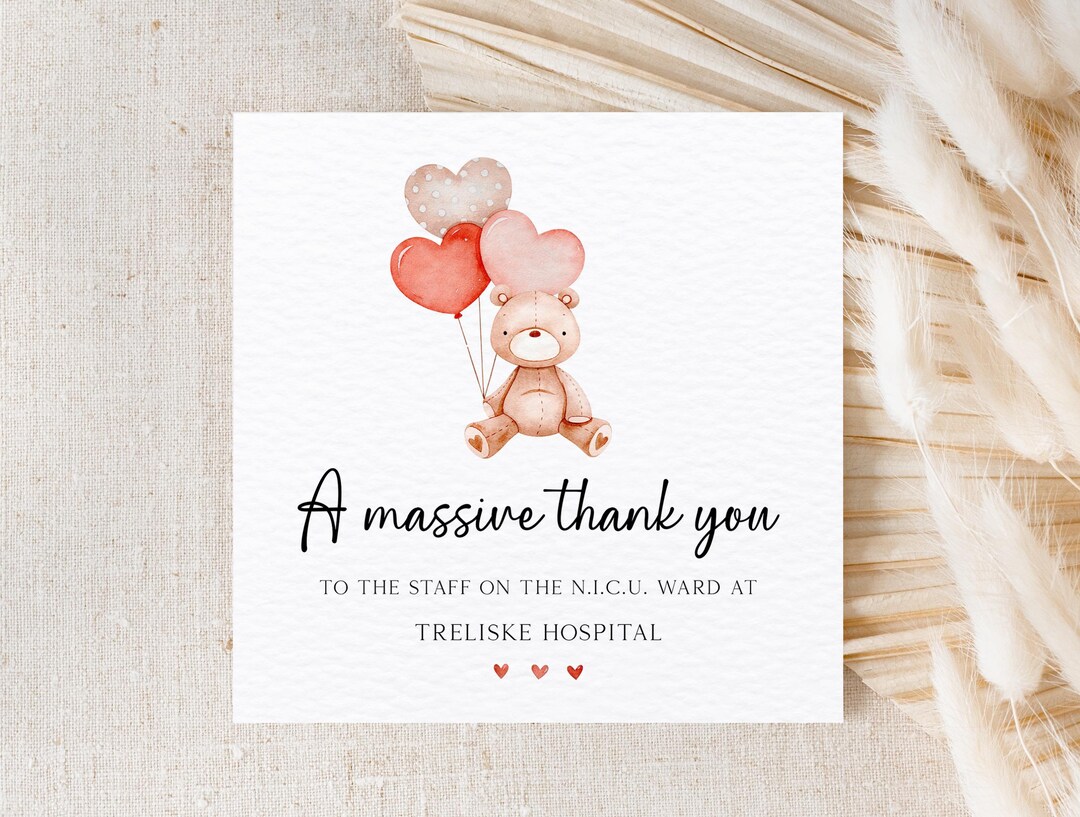 Personalised NICU Hospital Thank You Card, NICU Thank You Card, Nurse ...