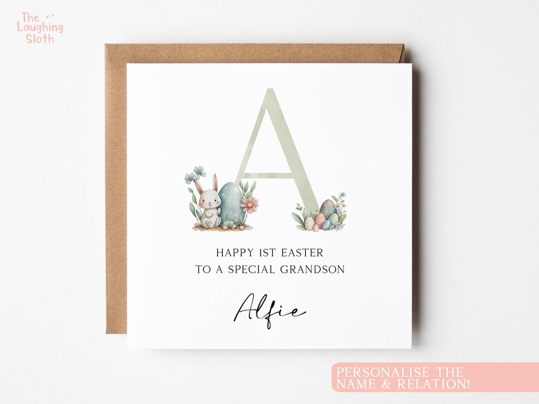 Personalised Grandson First Easter Card, Personalised Easter Card, Baby ...