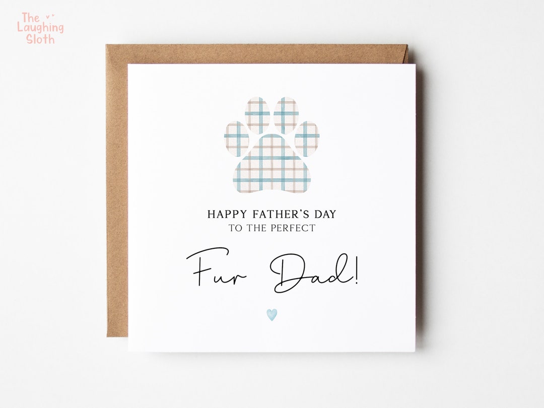 Fur Dad Paw Print Card, Happy Father's Day Card, Fur Dad Father's Day ...