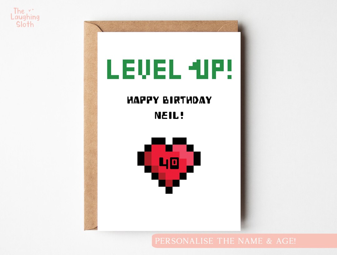 Personalised Level up Birthday Card, Level up Birthday Card, Gaming ...