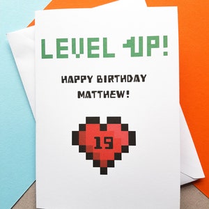 Personalised Level Up Birthday Card Level Up Gaming Card | Etsy