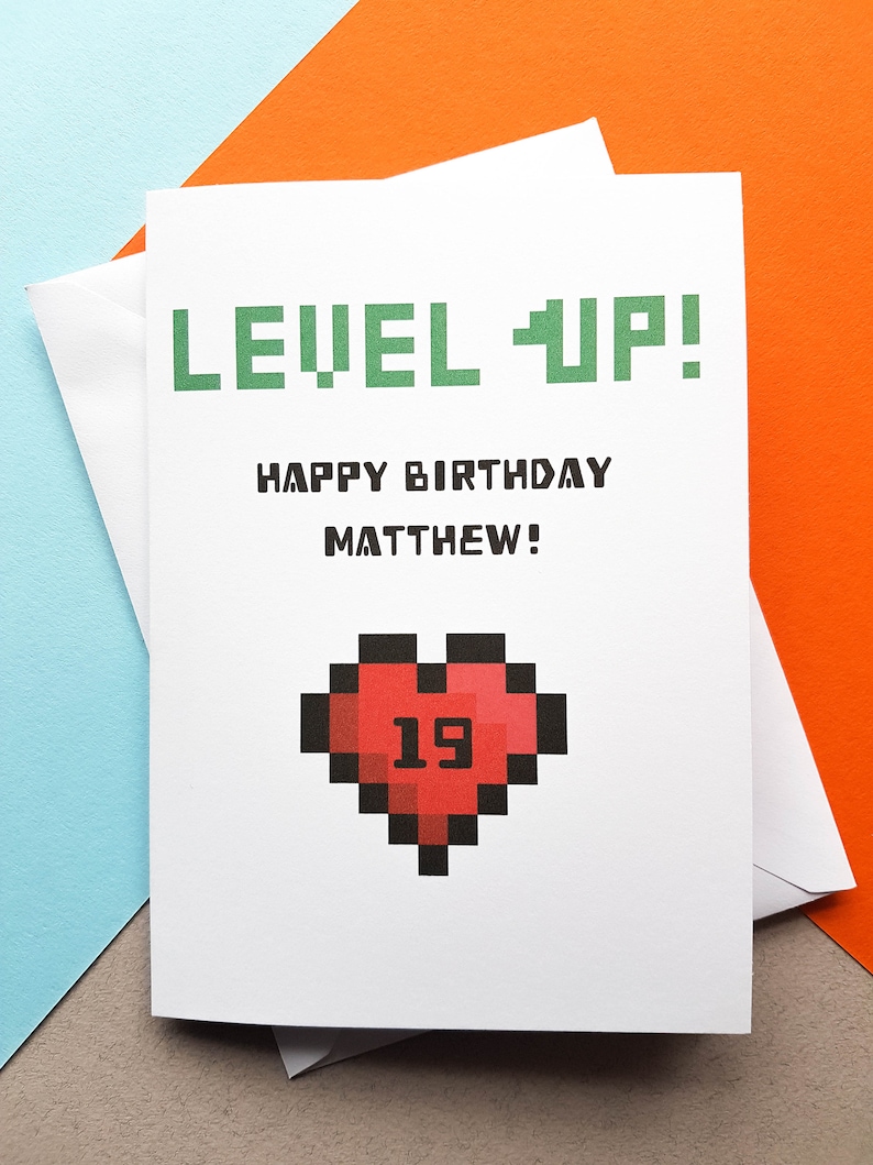 Personalised Level Up Birthday Card Level Up Gaming Card | Etsy