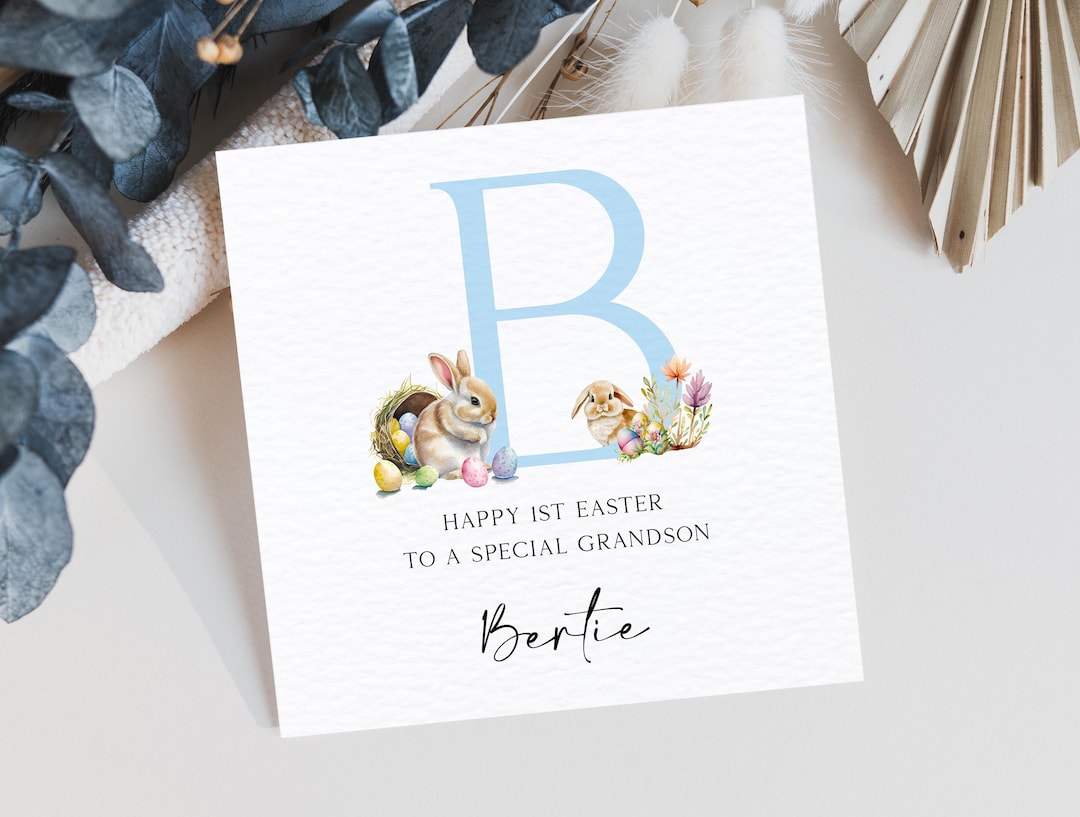 Personalised Grandson First Easter Card, Personalised Easter Card, Baby ...