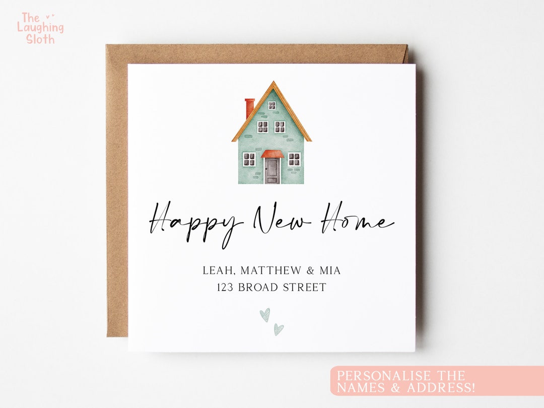 Personalised Happy New Home Card, Watercolour Style New Home Card ...