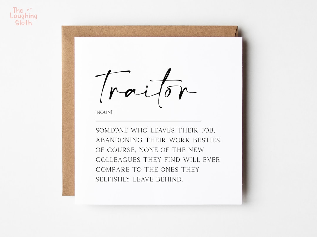 Funny Traitor New Job Card, Work Bestie Card, Work Friend Leaving Card ...