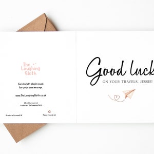 Personalised Travel Good Luck Card, Travel Good Luck Card, Good Luck on ...