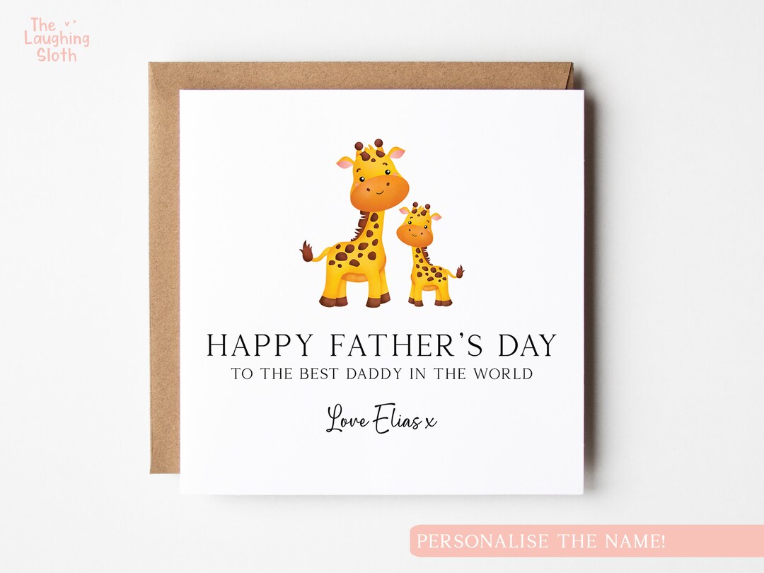 Giraffe Father's Day Card, Worlds Best Daddy Father's Day Card, Cute ...