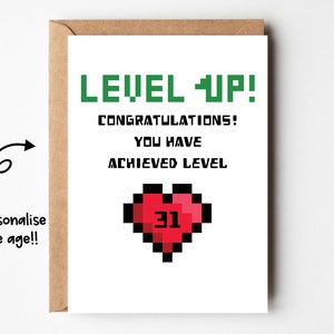 Personalised Level up Birthday Card Level up Card Retro - Etsy