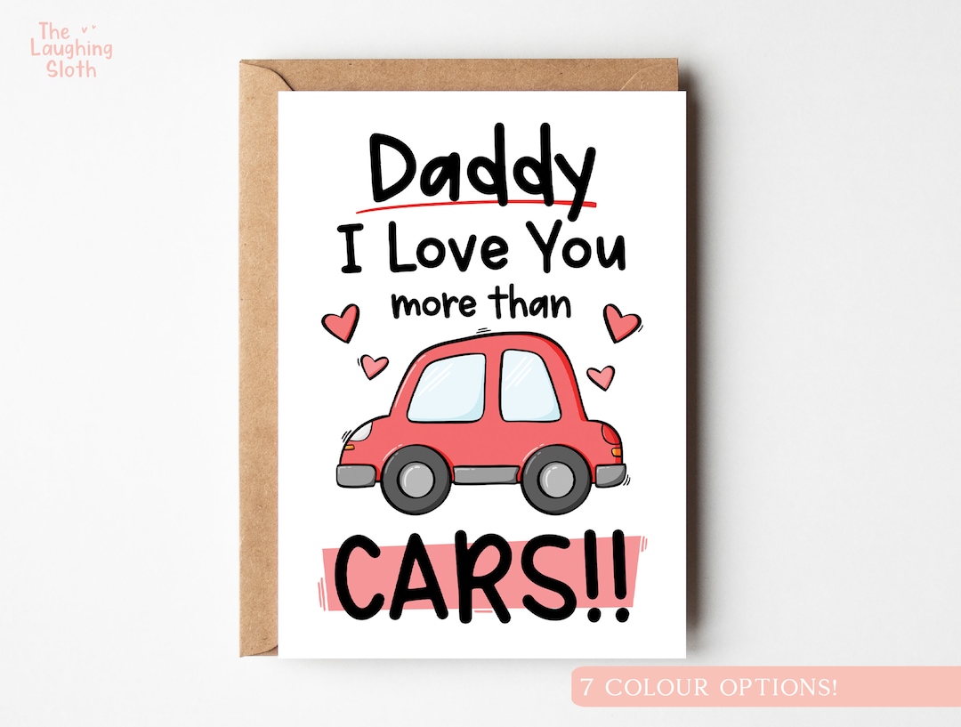 I Love Daddy Card, Car Father's Day Card, Cute Daddy Card, Fathers Day ...