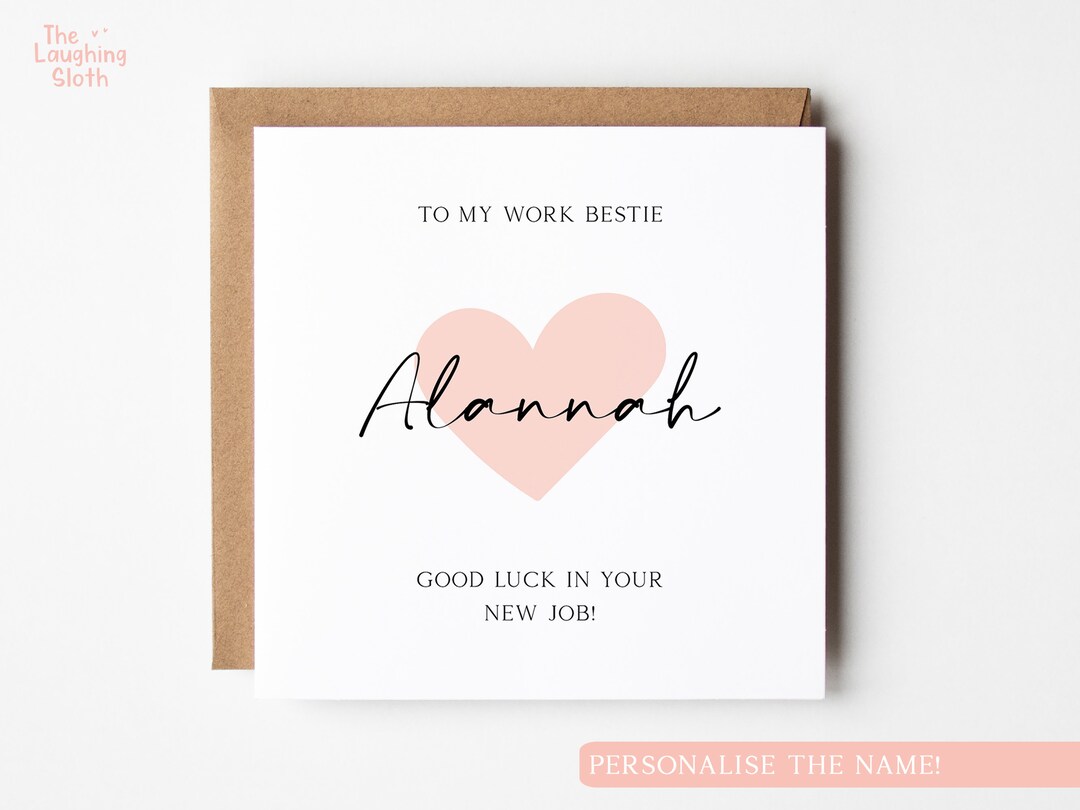 Personalised Work Bestie New Job Card, Work Bestie Card, Work Friend ...