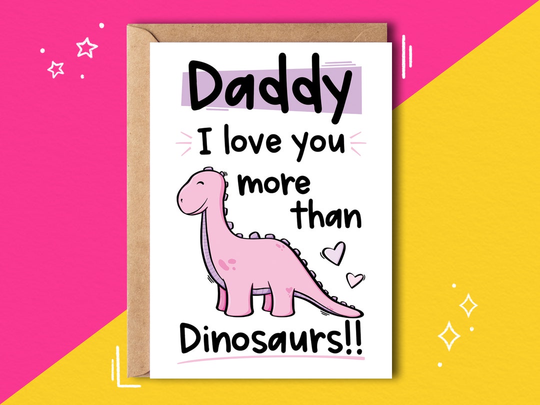 Daddy Dinosaur Card Dinosaur Father's Day Cute - Etsy