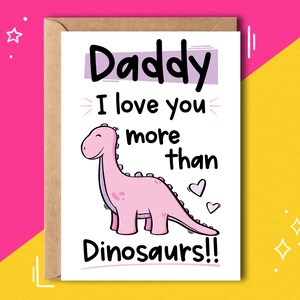 Daddy Dinosaur Card Dinosaur Father's Day Cute - Etsy