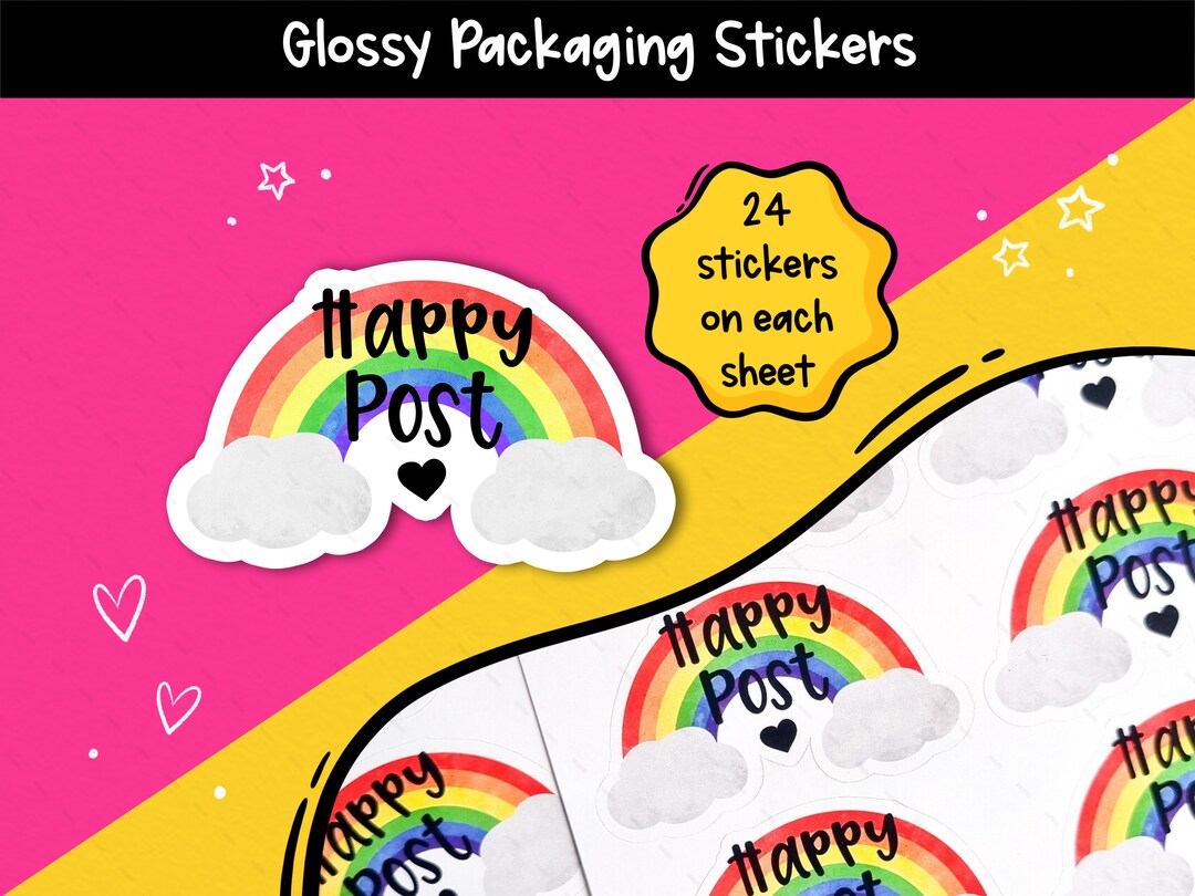 24 X Rainbow Happy Post Sticker Sheet Rainbow Sticker - Etsy