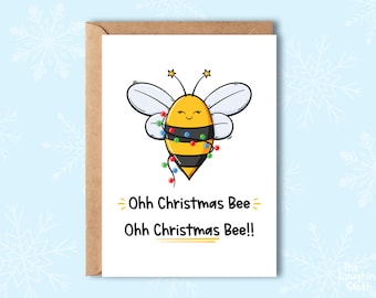 Bee Christmas Cards Bee Watercolor Holiday Card Bee - Etsy