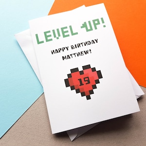 Personalised Level Up Birthday Card Level Up Gaming Card | Etsy
