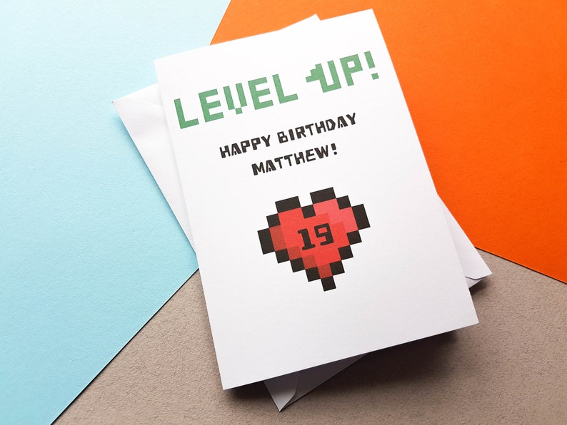 Personalised Level Up Birthday Card Level Up Gaming Card | Etsy
