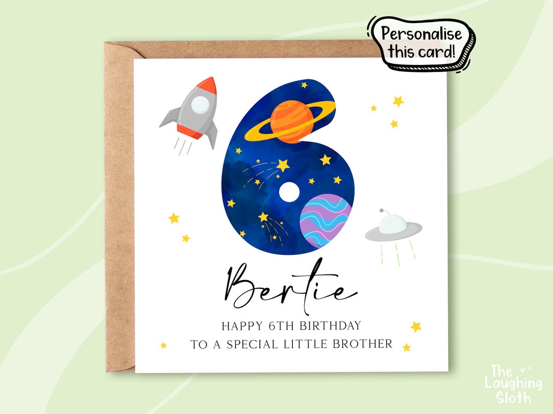 Personalised Little Brother 6th Birthday Card, Special Little Brother ...
