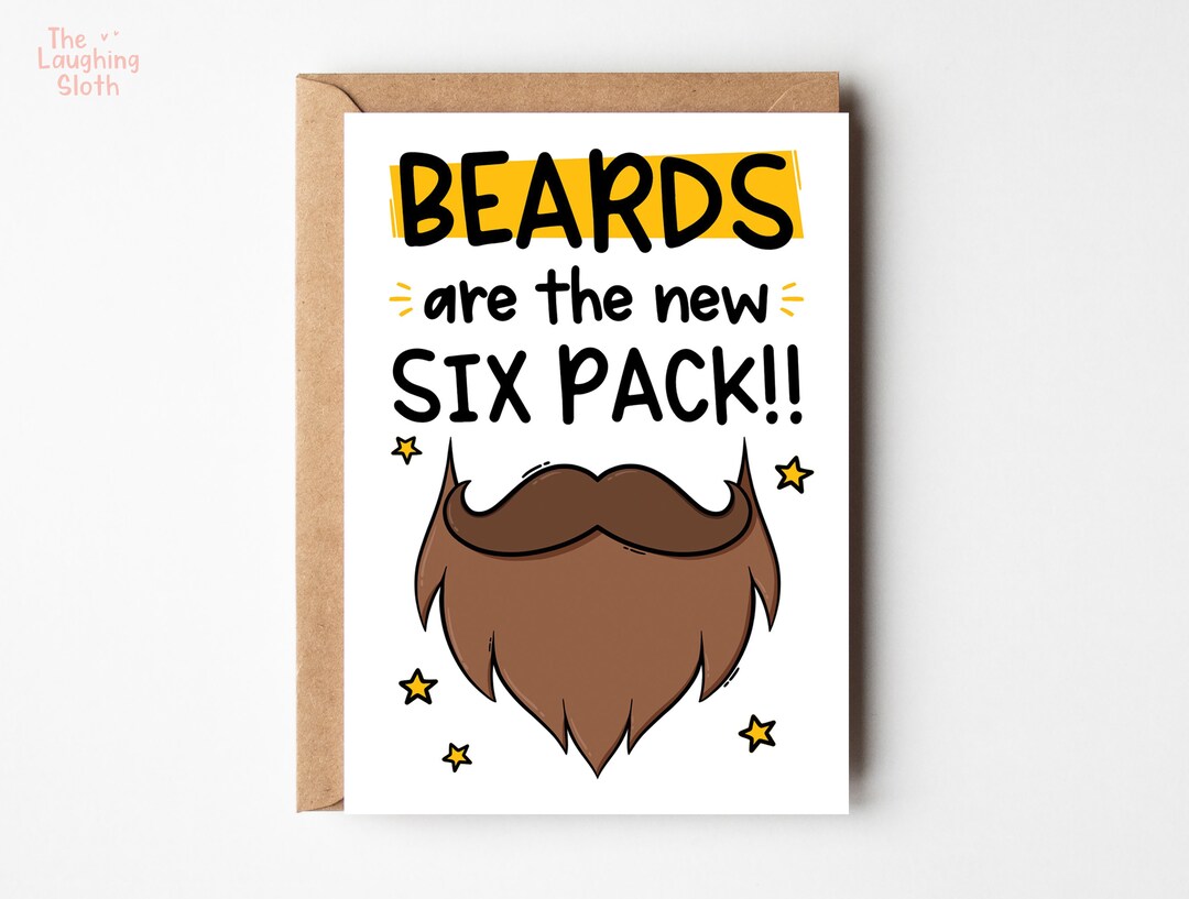 Funny Beard Birthday Card, Hipster Birthday, Six Pack Card, Mens ...