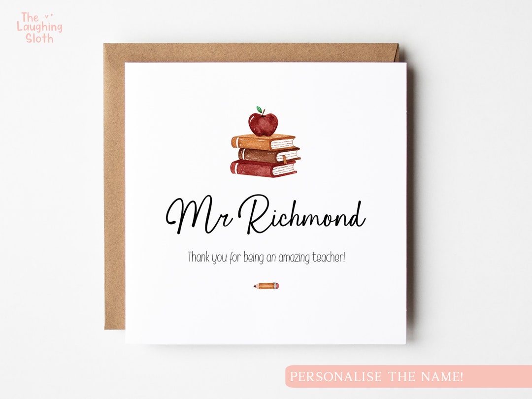Personalised Amazing Teacher Card, Personalised Thank You Card, Teacher ...