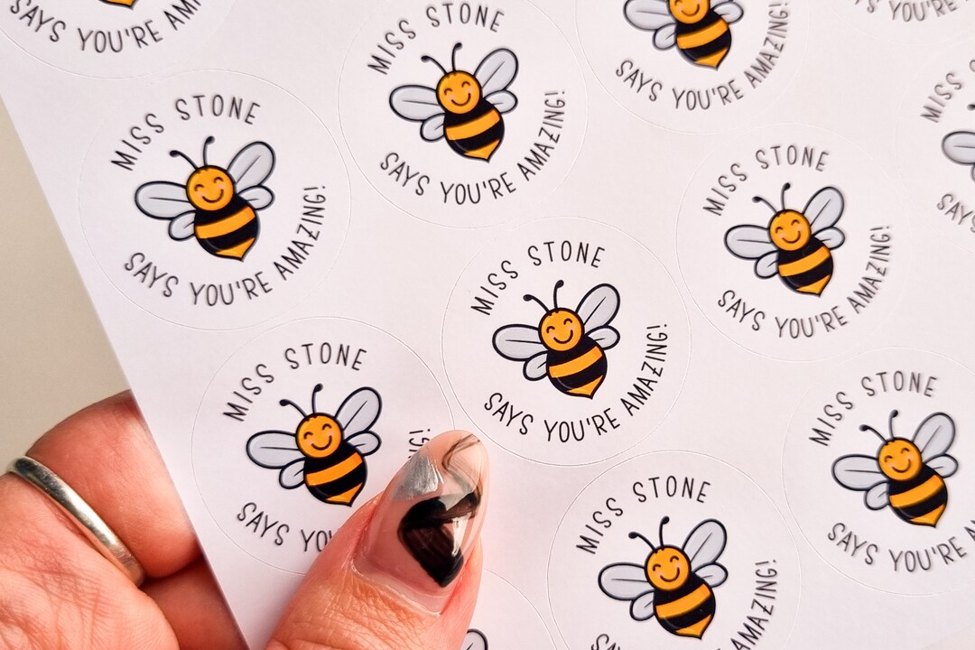 Personalised Cute Bumble Bee Teacher Stickers, Teacher Stationary ...
