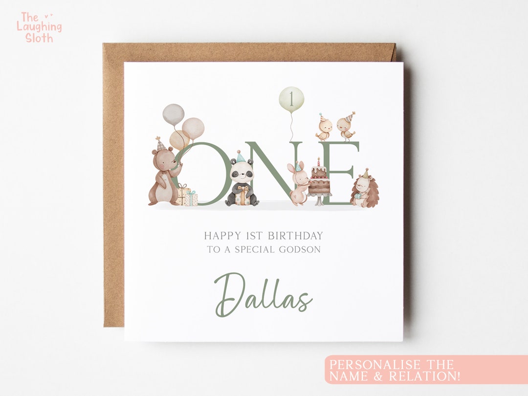 Personalised Godson First Birthday Card, Personalised Godson Birthday ...