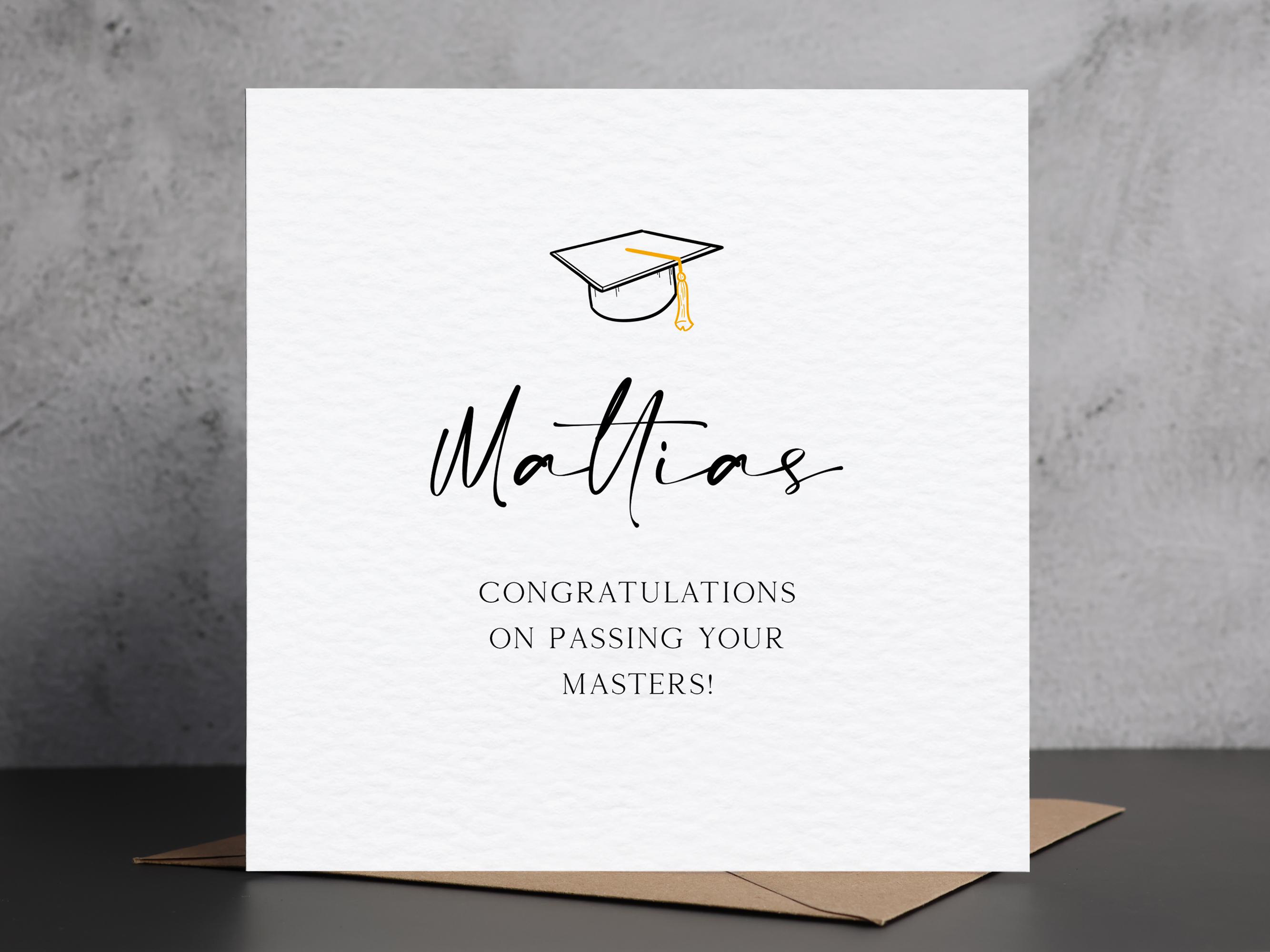 Personalised Congratulations on Your Masters Results Card, Exam Pass ...