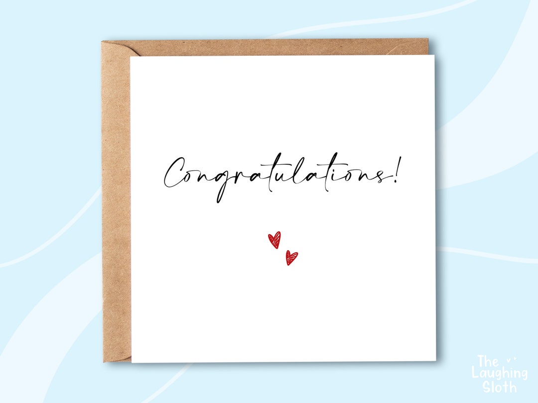 Congratulations Card, Congratulations Engagement Card, Simple ...
