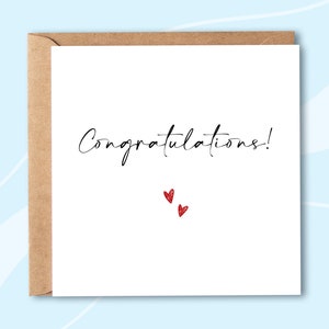 Congratulations Card, Congratulations Engagement Card, Simple ...