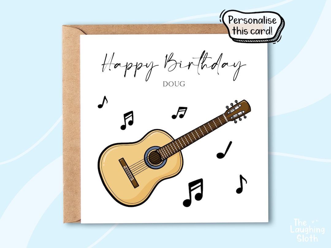 Personalised Guitar Birthday Card, Musician Birthday Card, Guitar Card ...