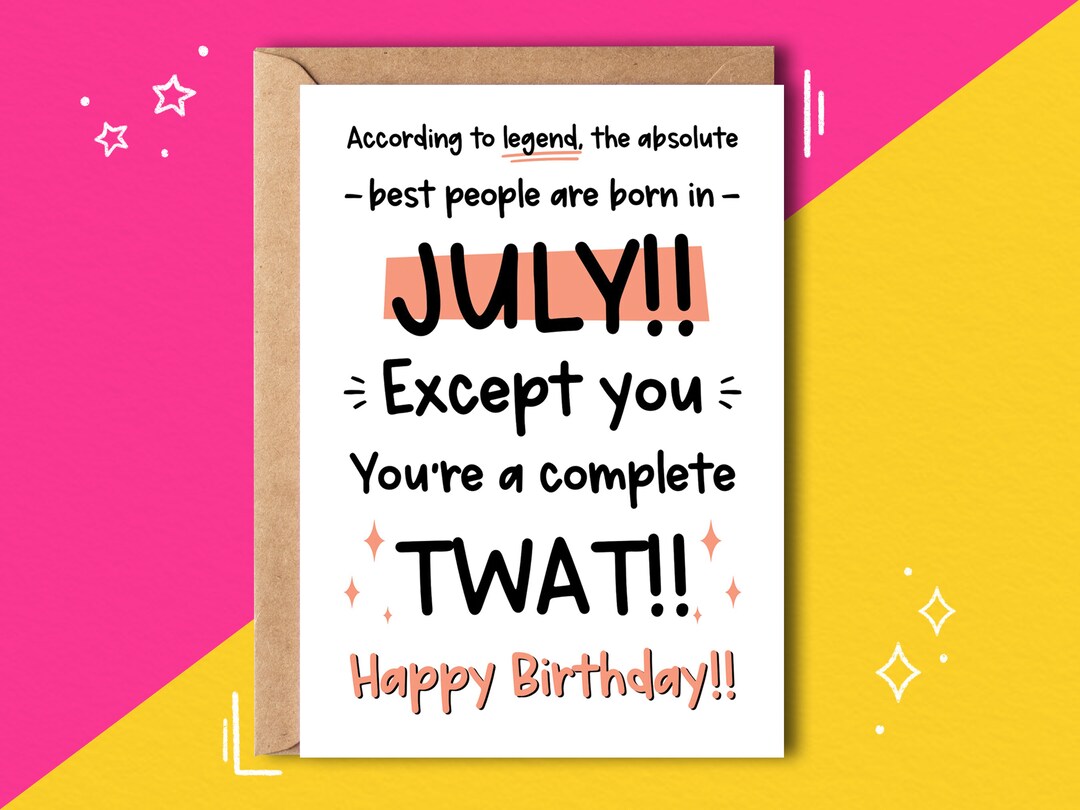 July Birthday Card Offensive Birthday Card for Him Boyfriend - Etsy