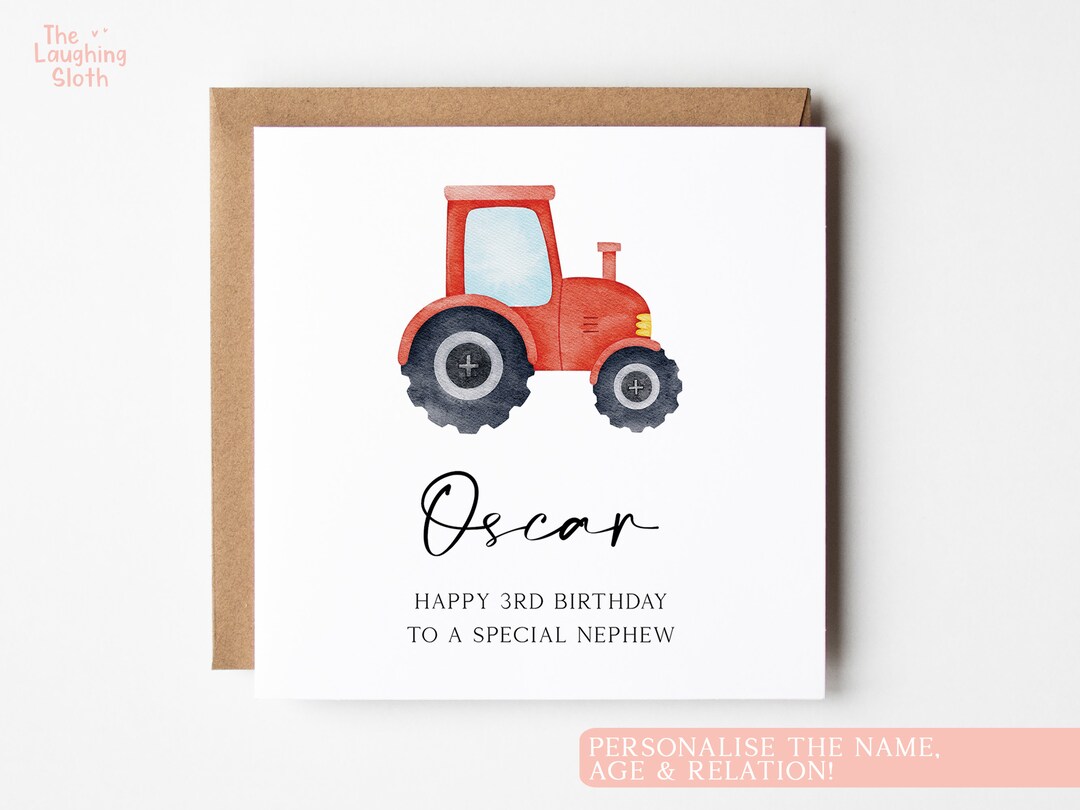 Personalised Red Tractor Birthday Card, Personalised Farm Birthday Card ...