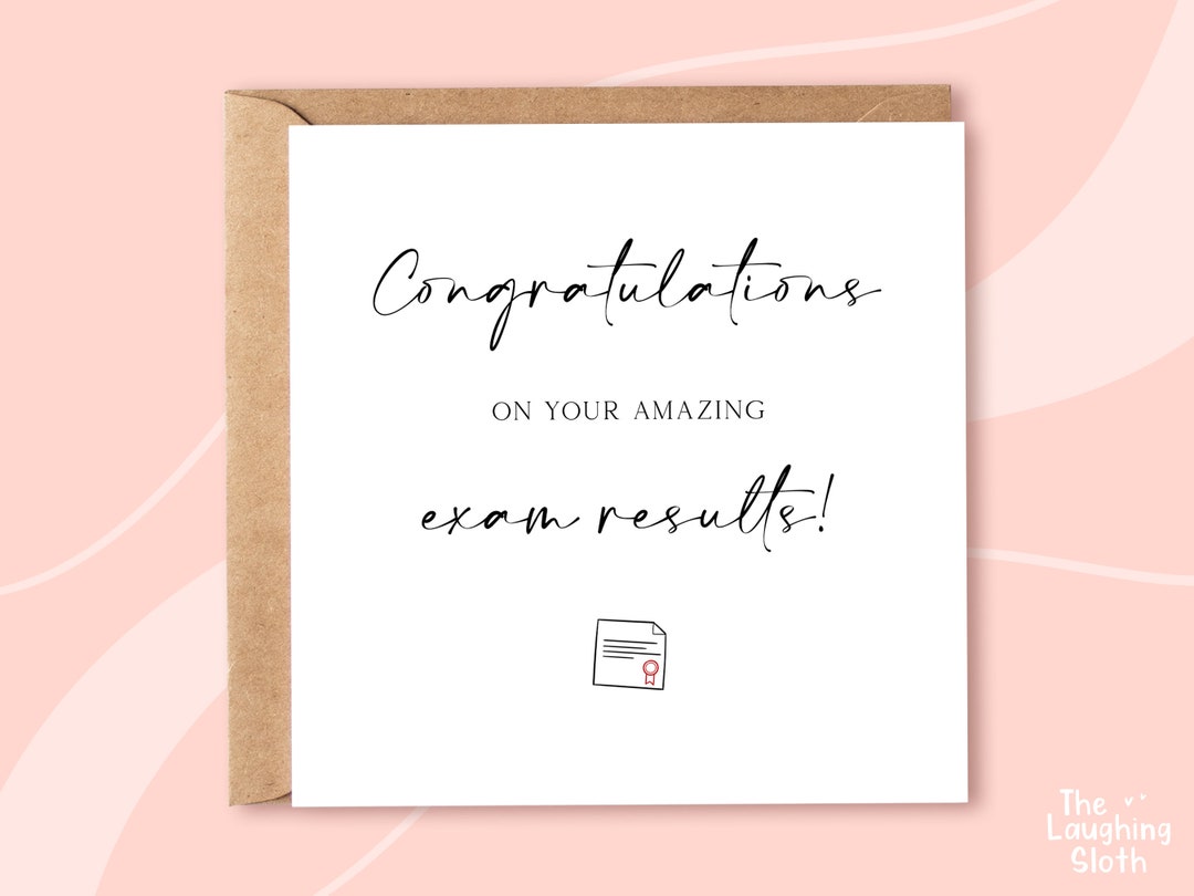 Congratulations on Your Exam Results Card, Exam Pass Card ...