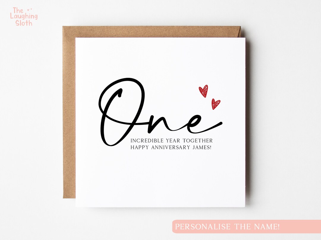 Personalised 1st Anniversary Card, 1 Year Together Card, 1st ...