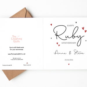 Personalised Ruby Anniversary Card, 40th Wedding Anniversary Card ...