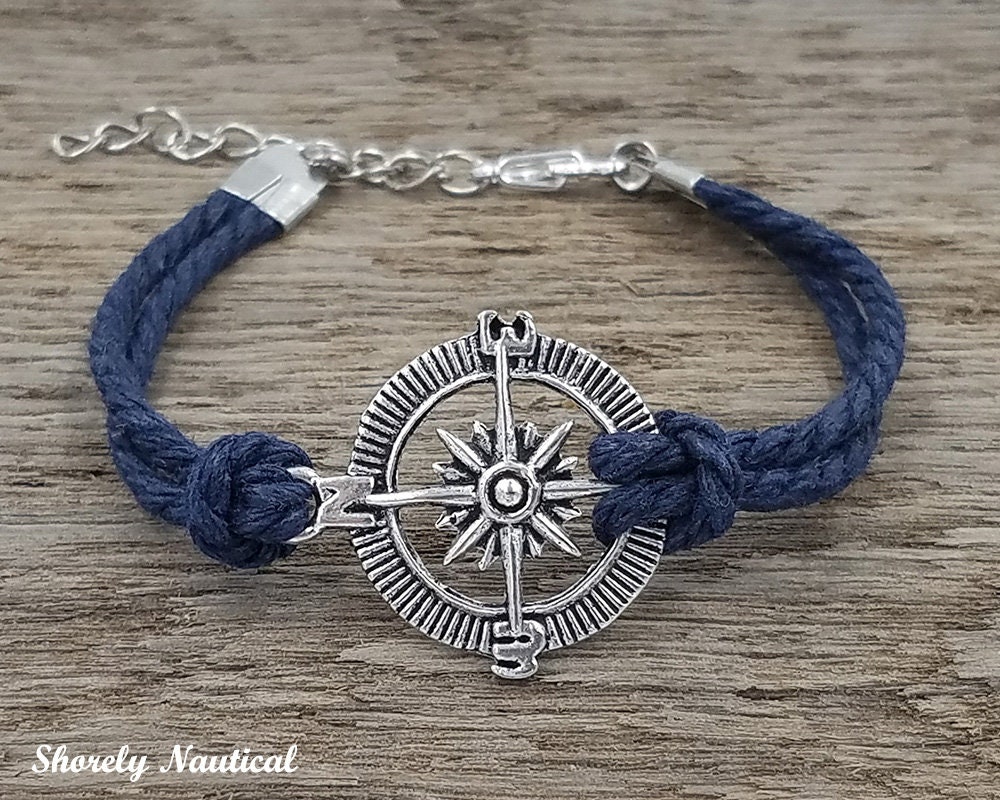 Adjustable Nautical Compass Rope Braceletcompass | Etsy