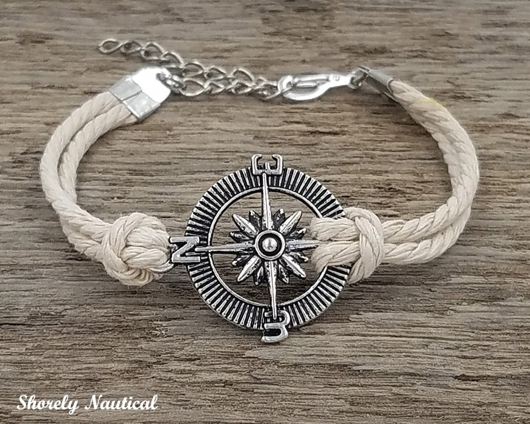 Adjustable Nautical Compass Rope Bracelet,compass Bracelet,natural ...