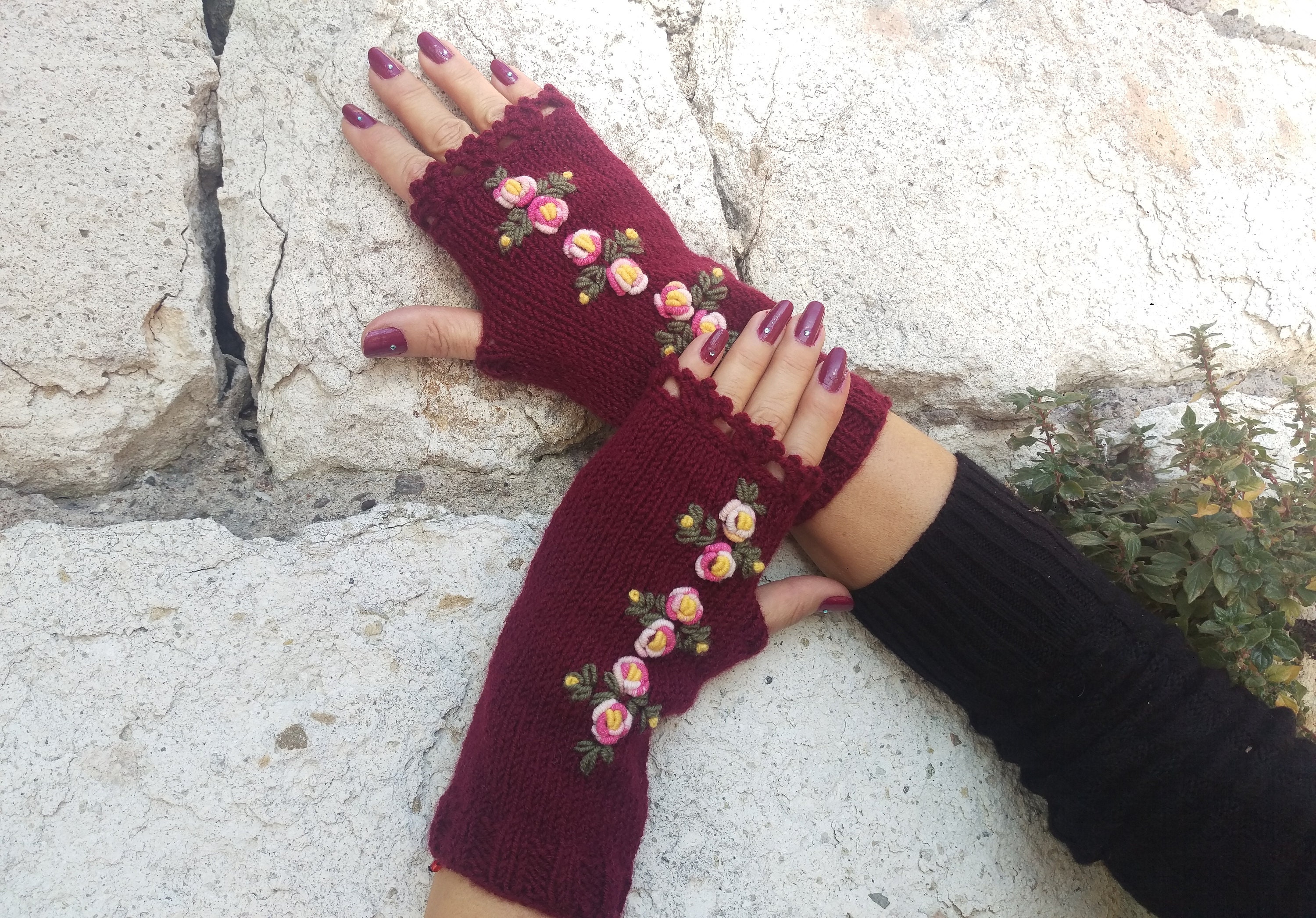 Knit Fingerless Gloves, Fingerless Mittens, Winter Accessories, Knit ...