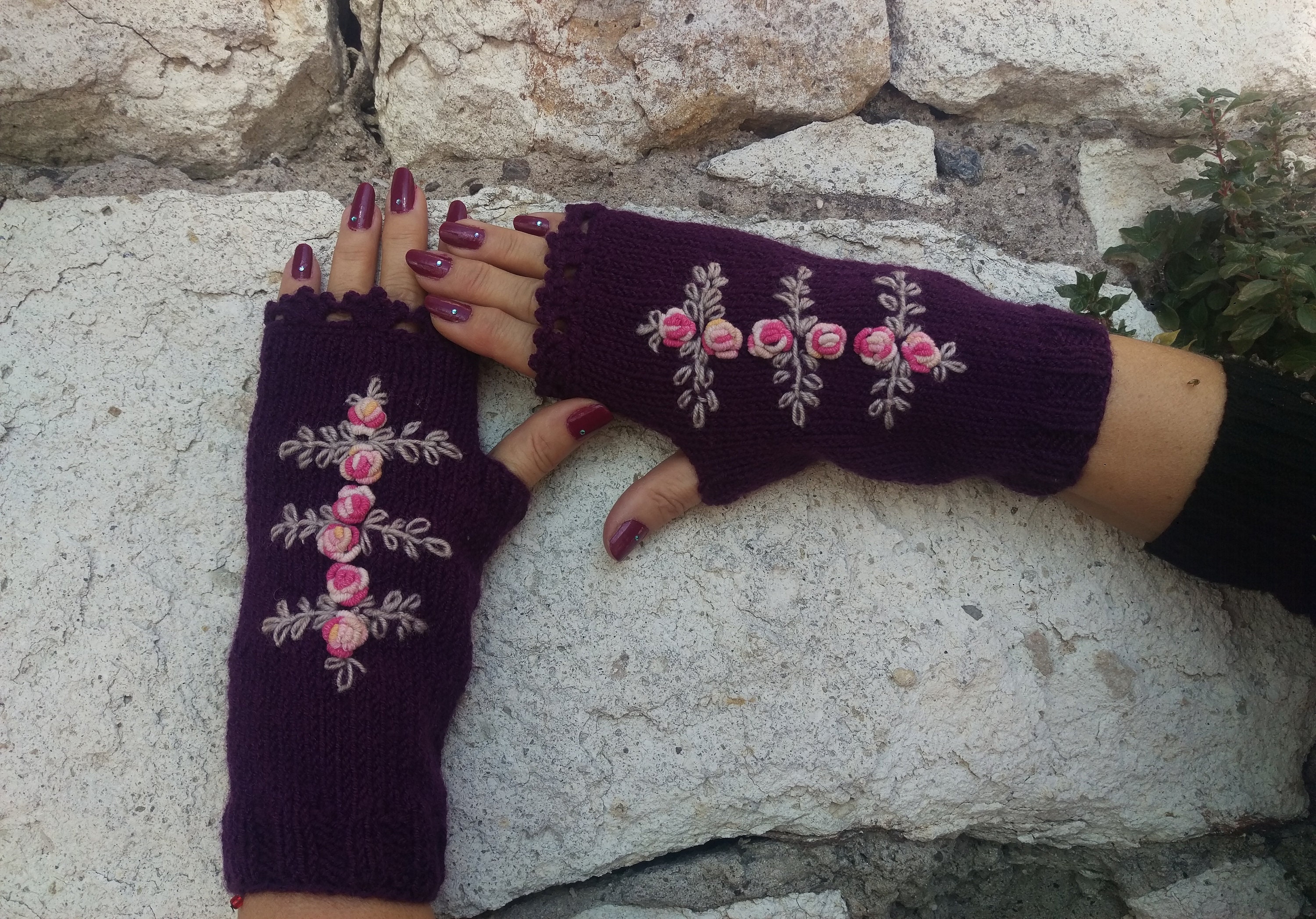 Knit Fingerless Gloves, Fingerless Mittens, Winter Accessories, Knit ...