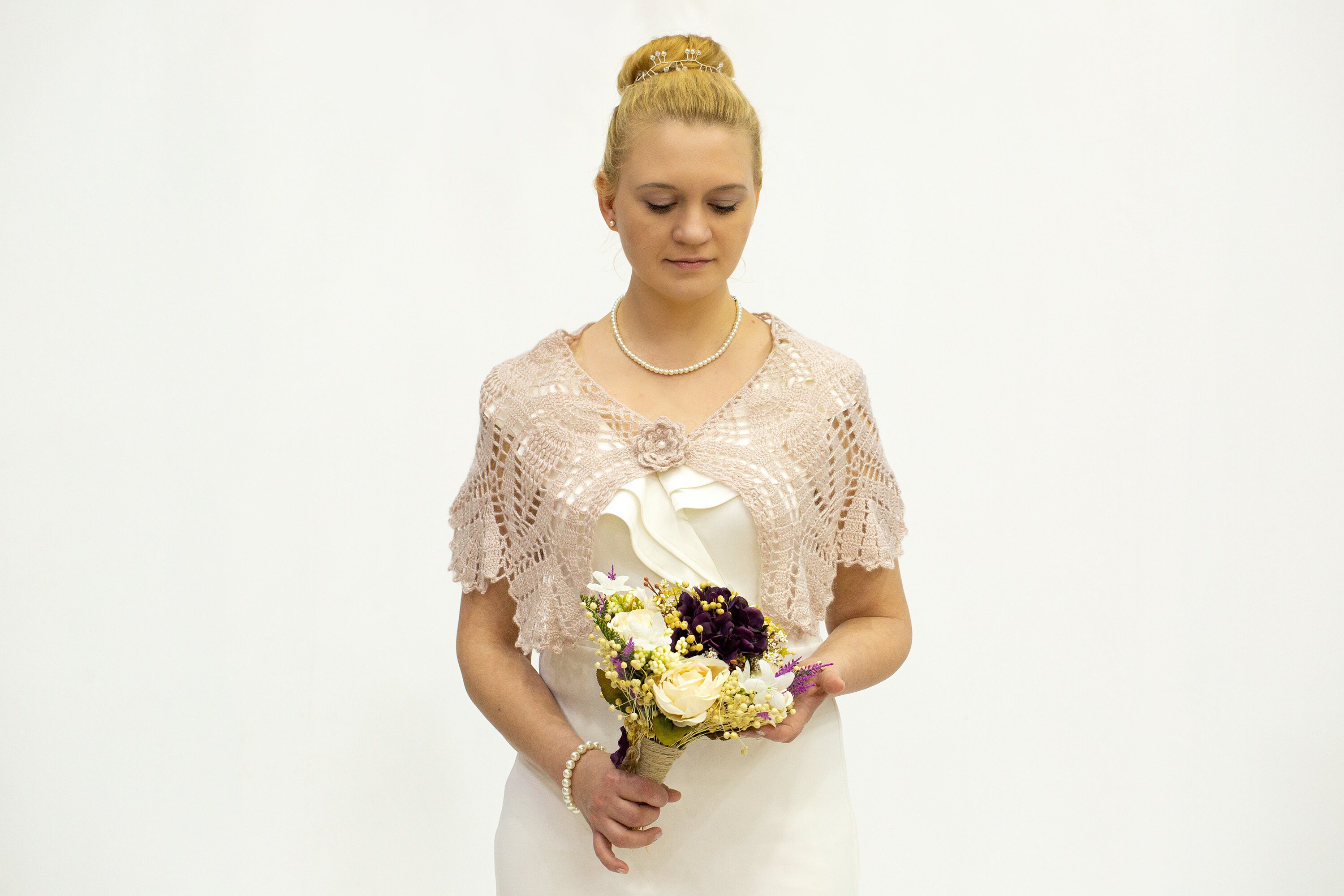 Crochet Bridal Shawl, Wedding Shrug, Bridesmaid Gift, Winter Wedding ...