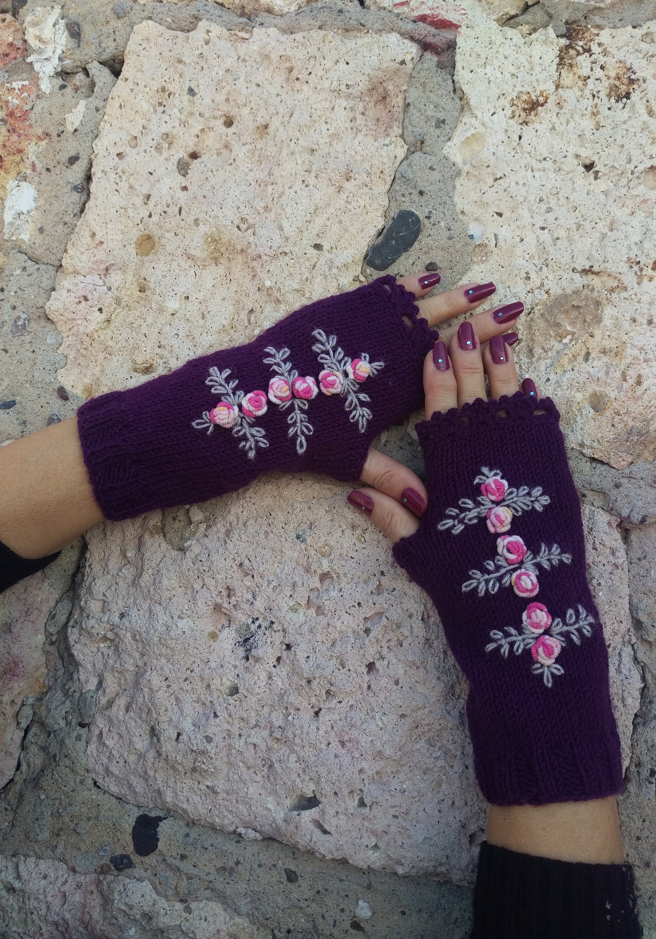 Knit Fingerless Gloves, Fingerless Mittens, Winter Accessories, Knit ...